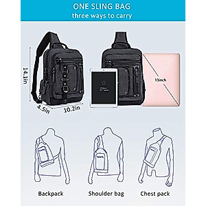 Messenger Bag for Men Canvas Sling Bag Crossbody Backpack Laptop Shoulder Bag Hiking Daypacks Casual Tactical Travel