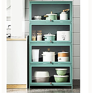 CARVPUMS Kitchen Cabinet Storage Pantry Cabinet Garage Shelf Closet Locker Organizer 5-Tier with Door Bamboo 68'' Bookcase Large Space Hutch