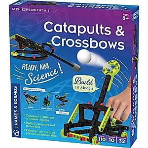 Thames & Kosmos Catapults & Crossbows Science Experiment & Building Kit | 10 Models of Crossbows, Catapults & Trebuchets | Explore Lessons In Force, Energy & Motion using Safe, Foam-Tipped Projectiles
