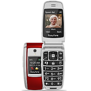 Easyfone T300 4G Unlocked Big Button Flip Cell Phone for Seniors, Clear & Loud Sound and Hearing aid Compatible, SOS Button, SIM Card Included, Big Battery with a Charging Dock, FCC Certified (Red)