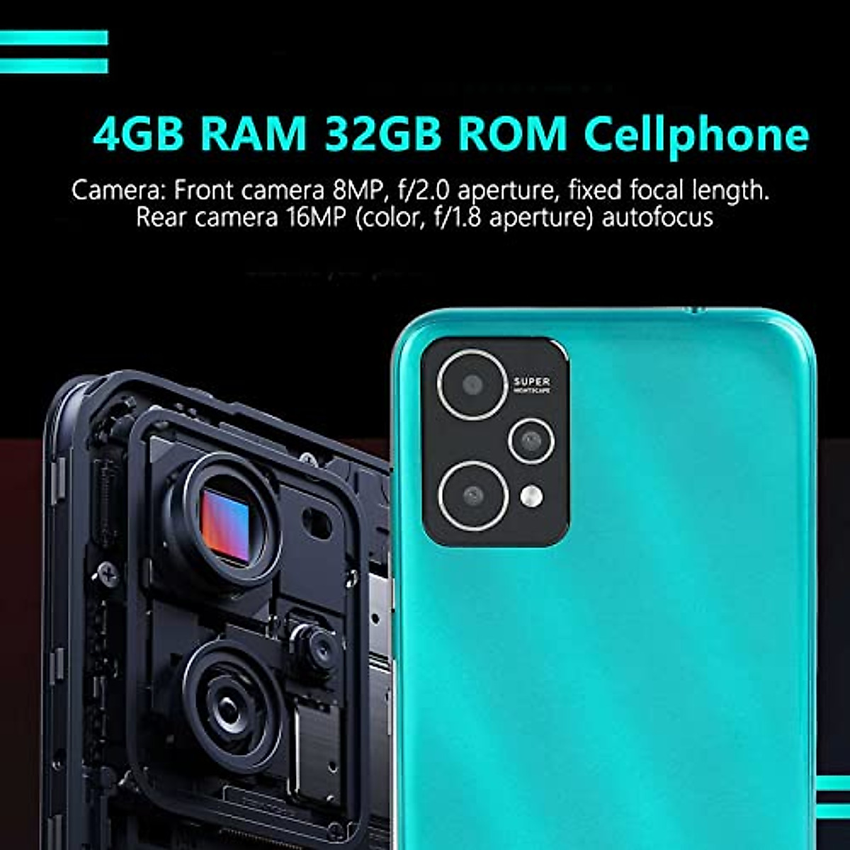 Yoidesu 10Pro 5G Unlocked Smartphone, Green 6in HD Screen 4GB RAM 32GB ROM Mobile Phone, Front 8MP Rear 16MP, 6000mAh Battery, Face Recognition, Dual SIM Cell Phone for Android 11 (US Plug)