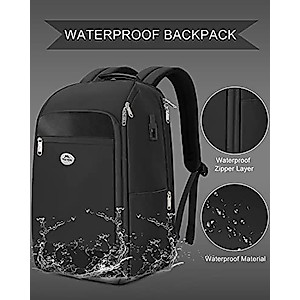 MATEIN Backpack for Travel, Waterproof Expandable Carry on Backpack for Men with USB Charging Port & Wet Bag, Extra Large TSA 17 Inch Laptop Backpack Business Work Computer Bag Flight Approved, Black