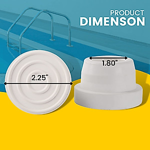 TonGass (2-Pack) Rubber Inground Pool Ladder Bumpers (White) - Fits 1.90” Swimming Pool Ladder Tubing - Inside Plug Bumper Cap