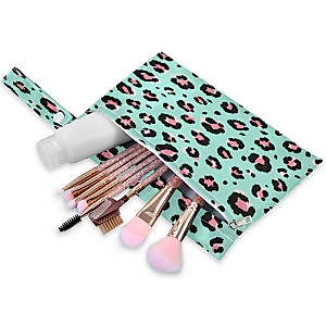 Waterproof Wet Dry Bag 2 Pack Animal Leopard Print Cloth Diaper Bag Organizer Pouch Set with Zipper Pocket Washable Wet Bag for Travel Hiking Swimsuit