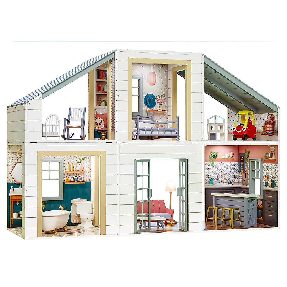 Little Tikes® Real Wood Stack ‘n Style™ Dollhouse with 14 Accessories and Many Combinations to Customize, Personalize, Dream, Design and Build and Play with Any 12-Inch Dolls
