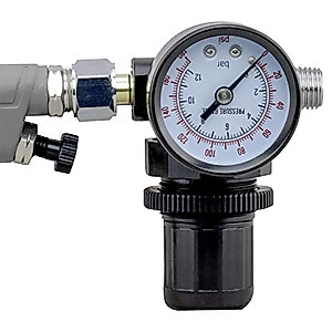 NuMax SPSC15 Pneumatic 1.5mm Tip Gravity Feed Spray Gun with 400cc Aluminum Cup , Gray