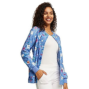 Dickies EDS Women Warm Up Scrubs Jacket Snap Front DK309, L, Fillings For You