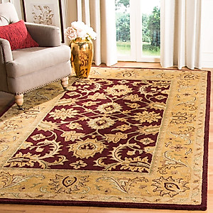 SAFAVIEH Classic Collection Accent Rug - 2' x 3', Black & Burgundy, Handmade Traditional Oriental Wool, Ideal for High Traffic Areas in Entryway, Living Room, Bedroom (CL244C)