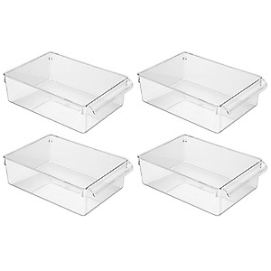 iDesign Linus Kitchen, Pantry, Refrigerator, Freezer Storage Container - 4 Pack, Clear, Large