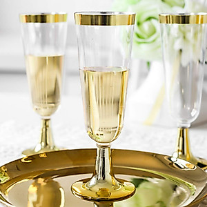 PRETYZOOM Wedding Glasses Champagne Glasses Plastic Disposable Cocktail Goblet 160ML Wine Cups Party Drink Cups for Wedding Bar Restaurant Party Banquet 10pcs (Golden) Disposable Glasses