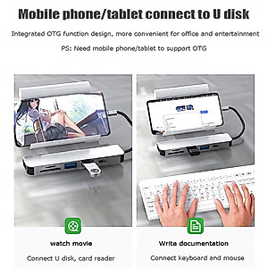 USB C Hub, VR robot 6 in 1 USB C to HDMI Adapter Splitter with Type-C PD Charging Port, 2 USB Ports, SD/TF Card Reader, 4K HDMI Video,USB Dongle Docking Station, Compatible with PC Laptop, Mac Pro