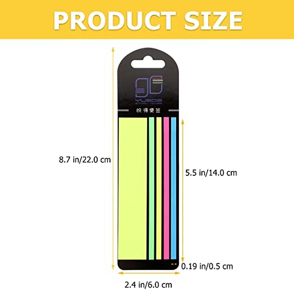 Tofficu 2 Boxes Sticky Note Pads Set Long Page Markers Index Tabs Colored Bookmarks Fluorescence Page Marker Style 2