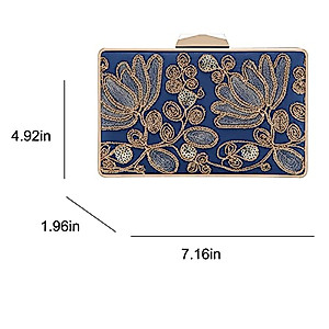 Fawzia Embroidery Wedding Clutch Evening Bags For Women-Blue