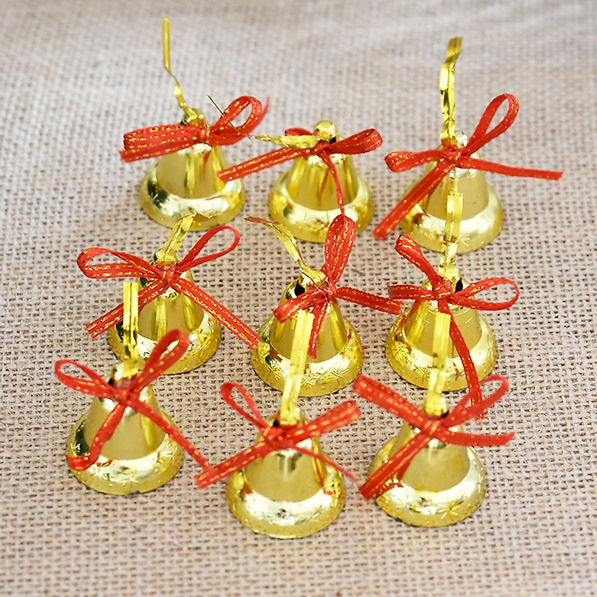 ULTNICE 9 Pcs Christmas Tree Small Golden Bells Festival Hanging Pendant Decor