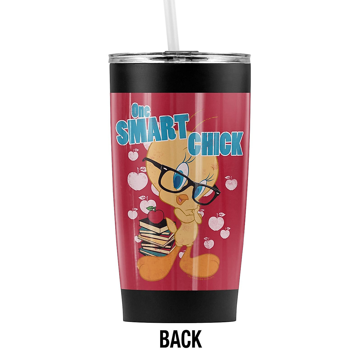 LOGOVISION Looney Tunes Tweety One Smart Chick Stainless Steel Tumbler with Straw and Flip Lid 20 oz Vacuum Insulated & Double Wall with Leakproof Dual Lid | Great for Iced Coffee and Hot Beverages