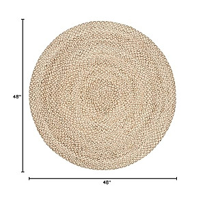 SAFAVIEH Natural Fiber Round Collection 4' Round Ivory NF804B Handmade Boho Charm Braided Jute Area Rug