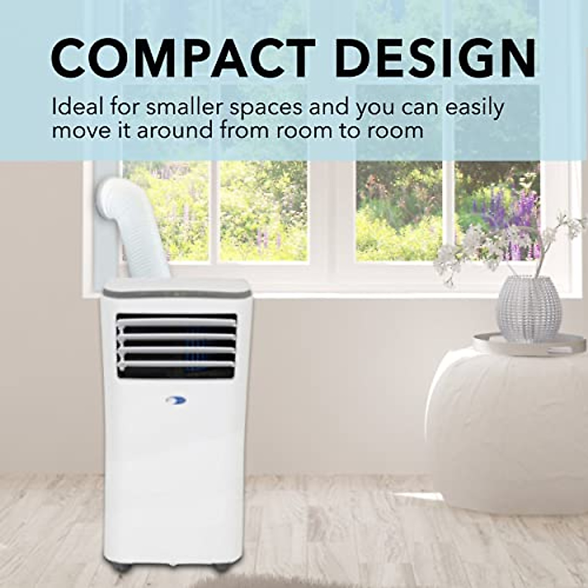 Whynter ARC-102CS Compact Size 10,000 BTU (7,000 BTU SACC) Portable Air Conditioner, Dehumidifier, and Fan with Activated Carbon and SilverShield Filters, for Rooms up to 300 sq ft in White