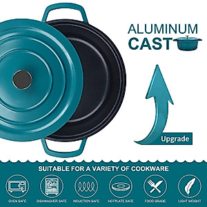 swiflon Light Weight Covered Dutch Oven,5Qt,Blue,Cast Aluminum Nonstick