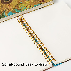 Van Gogh Aesthetic Art Large A4 Sketchbook Hard Cover Spiral Bound Mixed Media Thick Paper, Artist Sketch Book for Drawing Notebook for Kids Adults