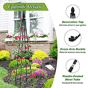 Garden Trellis for Climbing Plants Outdoor, 63 Inch Plant Support Trellis for Potted Plants, Tower Obelisk Trellis for Vines, Rose, Clematis, Flower Stands Plant Support Frame, Tomato Cage (1 Pack)
