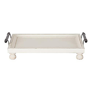 Kate and Laurel Bruillet Farmhouse Rectangular Tray, 12 x 16, Rustic White, Wooden Tray for Coffee Table