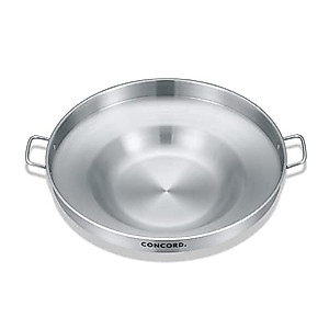 Concord Stainless Steel Comal Frying Bowl Cookware (22"), silver (S4008 S4812 S5612)