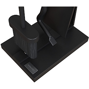 TheRackCo. - Fireplace Tools Set with Metal Base and Wood Handle, Broom, Shovel and Poker