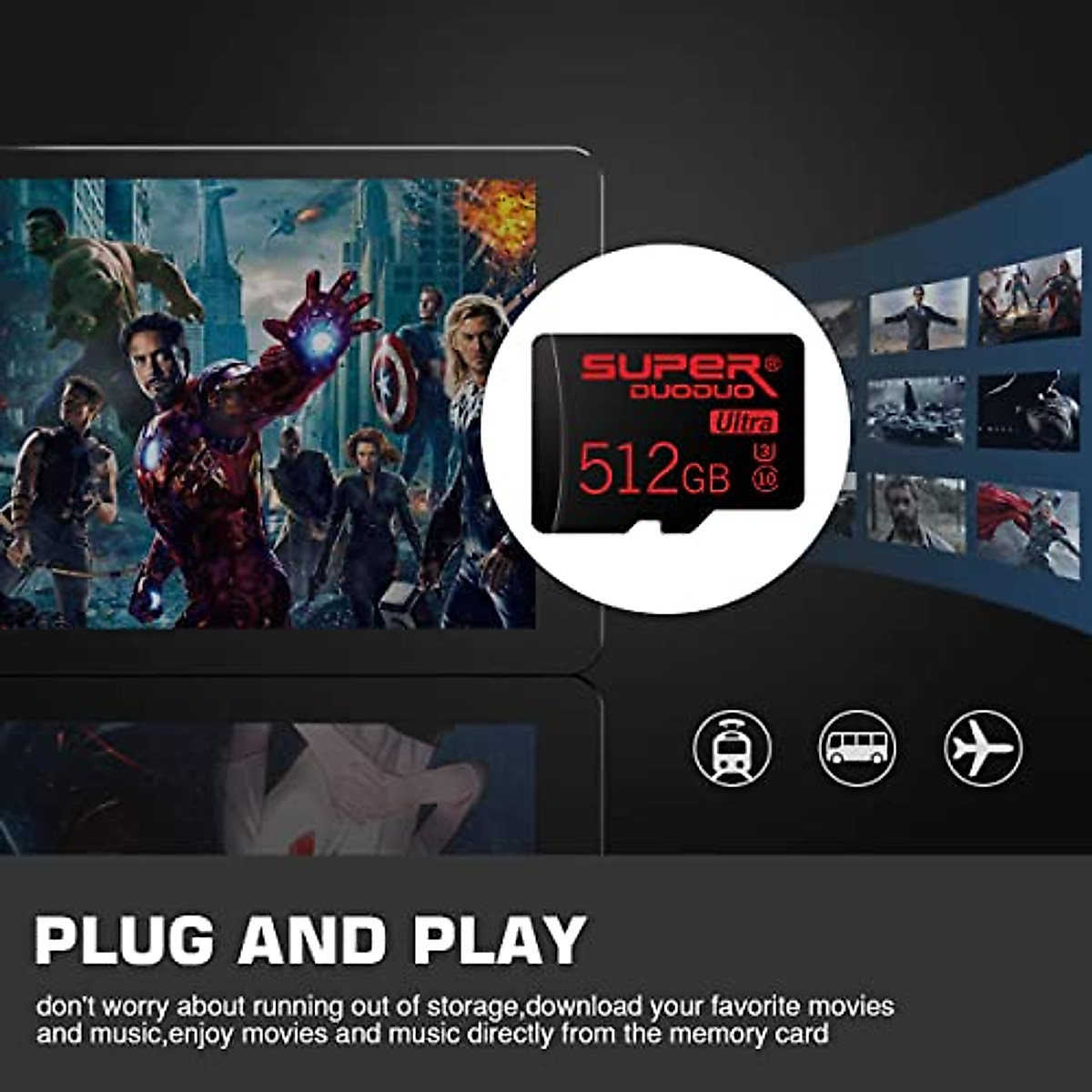 512GB Micro SD Card with SD Card Adapter Class 10 Mini SD Card High Speed Micro SD Memory Card 512GB TF Card Camera, TV, GOPRO, Smartphone