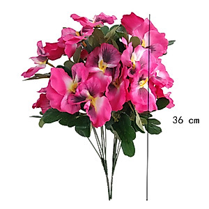 Mynse 2 Pieces 14.1" Silk Pansy Artificial Pansy Flowers for Home Indoor Garden Decoration (Orange)