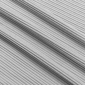 Grey Velvet Blackout Curtains for Bedroom 84inch Length Striped Corduroy Curtain Panels for Living Room Bedroom Grommet Top Room Darkening Curtains 52" W 2 Panels