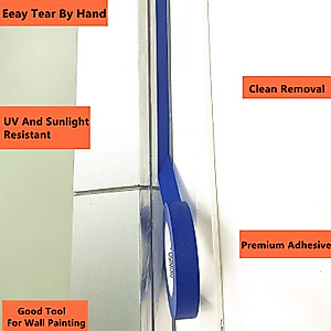 COSIMIXO Blue Original Multi-Surface Painter's Tape,0.94 inches x 60 Yards 6 Rolls Residue Free Wall Painting Blue Masking Tape with Sharp Lines