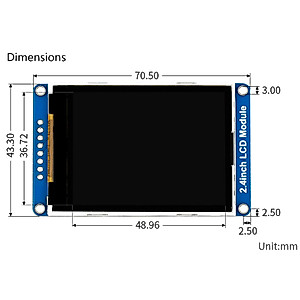 Bicool 2.4inch LCD Display Module 65K RGB Colors, ILI9341 2.4" TFT 240×320 Resolution, SPI Interface Compatible with Arduino/Raspberry Pi/STM32