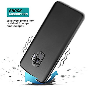 SURITCH Case for Samsung Galaxy S9,【Built in Screen Protector】【Support Wireless Charging】 Rugged Back Cover Hybrid Bumper 360 Protective Case Matte Shockproof for S9 Case 5.8"(Black)
