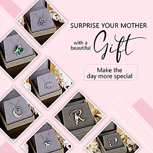 GEMMANCE Butterfly Crystal Necklace with Aquamarine Blue Birthstone for March and December, Silver-Tone, 18”+2” Chain