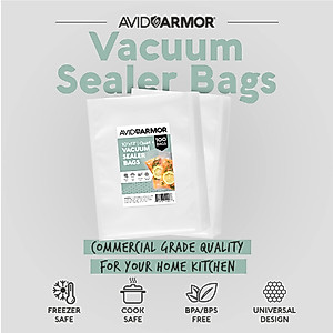 Avid Armor Vacuum Sealer Bags QUART PLUS Size 10"x13" 100 Pack for Food Saver and Seal A Meal Vac Sealers BPA Free Commercial Grade Sous Vide Vaccume Safe, Heavy Duty Universal Precut Storage Bag