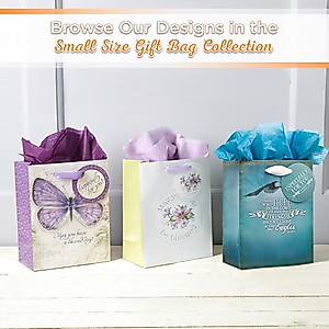 Christian Art Gifts Gift Bag with Tissue Paper: On Wings Like Eagles - Isaiah 40:31 Inspirational Bible Verse, Blue, Small