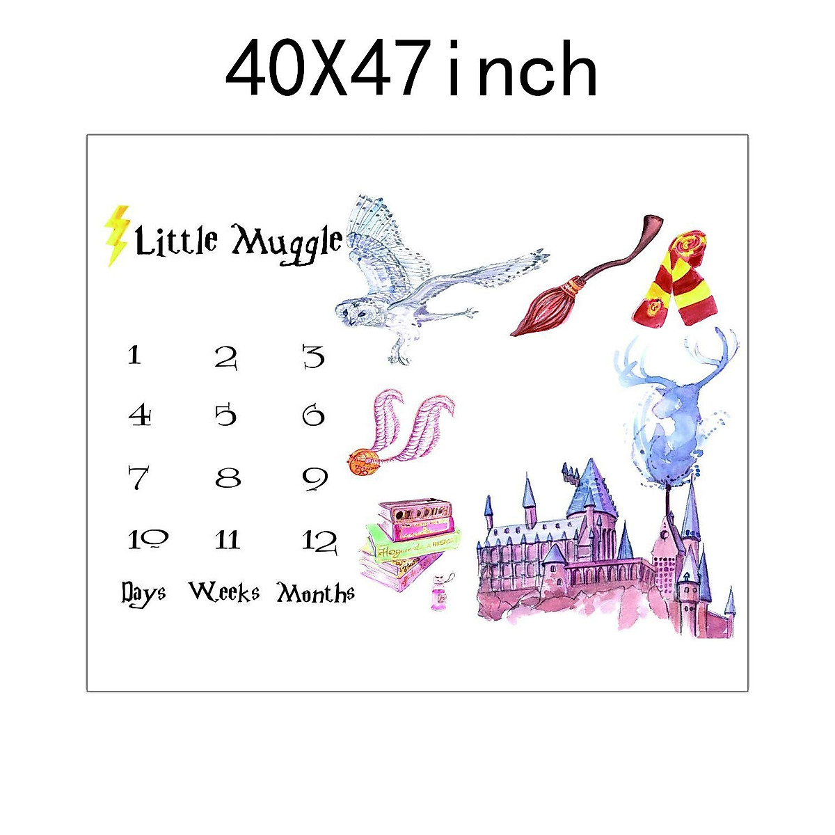 Angmart Baby First Year Milestone Blanket Boy Girl Painting Photography Backdrop Photo Prop Newborn Infant for New Mom