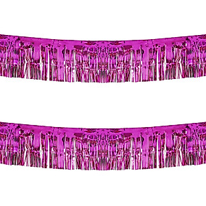 Blukey 10 Feet by 15 Inch Iridescent White Foil Fringe Garland - Pack of 2 | Metallic Tinsel Banner | Ideal for Parade Floats, Bridal Shower, Wedding, Birthday, Christmas | Wall Hanging Drapes