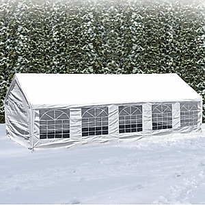 YITAHOME 16x32FT Party Tent Heavy Duty Wedding Tent Event Shelters Outdoor Canopy Upgraded Galvanized Steel Carport with Removable Sidewall Windows for Commercial and Parties (White)