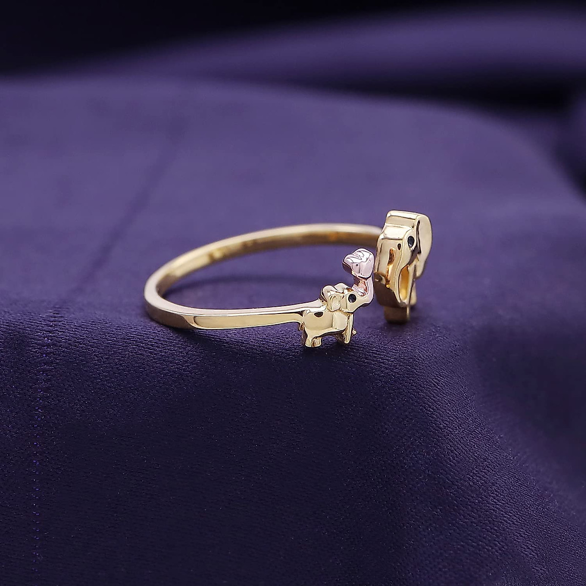 AFFY Mothers Day Jewelry Mother Daughter 925 Sterling Silver Elephant Adjustable Ring for Women