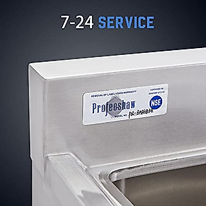 Profeeshaw NSF 3 Compartment Sink Commercial of Stainless Steel with 10'' x 14'' x 10'' Bowl Bar Utility Basin for Restaurant, Bar, Utility Room and Garage