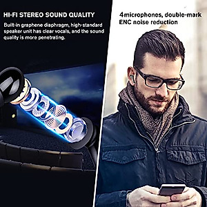 True Wireless Earbuds with 4 Mic, 5.3 Bluetooth Headphones with Dual LED Power Display, 35H Playtime in-Ear Earphones with Microphone , IPX5 Waterproof Ear Buds for Android iOS Gaming Laptop TV Sport