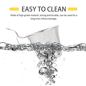TEMKIN Stainless Steel Deep Fry Basket with Handle, Round Wire Mesh Fryer Basket French Chip Frying Serving Basket Deep Fryer Strainer for Frying