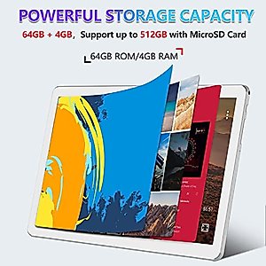 𝟮𝟬𝟮𝟯 𝗟𝐚𝐭𝐞𝐬𝐭 Tablet 10.1" Octa-Core Android 11 Tablet, 64GB Storage Tablet with Keyboard, Stylus, Dual 13MP+5MP Camera, WiFi, Bluetooth, GPS, 512GB Expand Support, IPS Full HD Display(Sliver)
