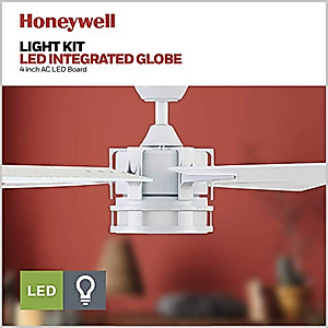 Honeywell Ceiling Fans Kaliza Modern 56 Inch Ceiling Fan with Light, Remote Control Fan, LED Indoor Fan with 6 Blades, Gray Wash and White Blade Finish Options, Bright White (51477-01)