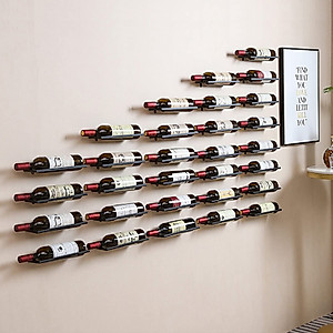 OFILLES 6 Pcs Black Wine Racks Wall Mounted, Wall Wine Bottle Holder Display, Metal Hanging Wine Rack Organizer for Beverages/Liquor Bottles Storage