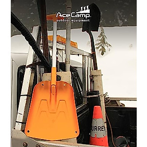 AceCamp Lightweight Collapsible Snow Shovel, Portable Adjustable Aluminum Emergency Shovel, Foldable Telescopic Winter Shovel for Car, Camping, Home