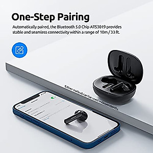 Wireless Earbuds Truefree T1 Bluetooth 5.0 Headphones in-Ear Stereo Earphones with 4 Mics AI ENC for Clear Calls, 60ms Low Latency Game Mode, Touch Control, Total 30 Hours of Playtime, Immersive Sound