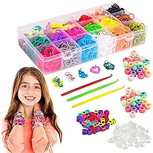 Liberry Colored Rubber Bands Bracelet Making Kit with Loom Bands Storage Container. Great Gifts for Girls and Boys, No Loom Board Included.