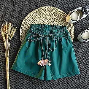Guodeunh Baby Toddler Girls Summer Outfits Kids Flower Print T-Shirt Sleeveless Top Belt Shorts Pants Set(Green,6-7Years)